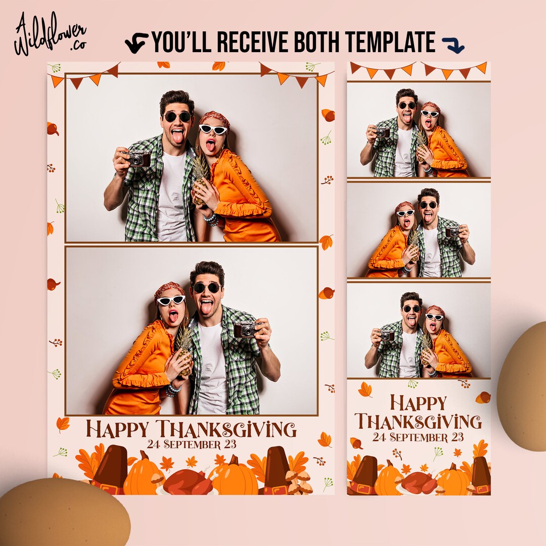 Thanksgiving Photo Booth Template Fall Wedding Overlay Birthday Autumn ...