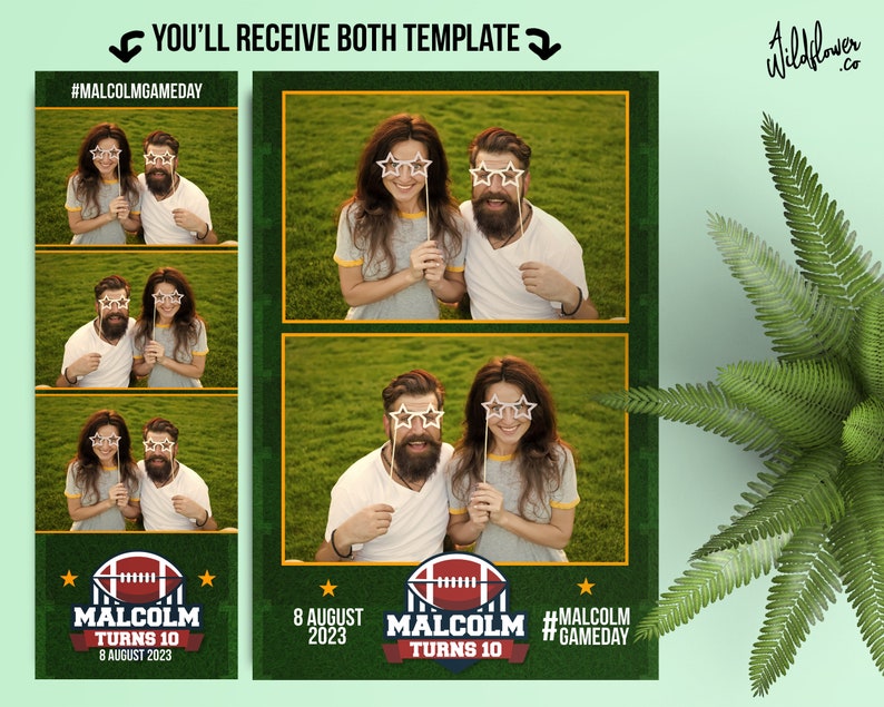 Rugby Football Photo Booth Sports American Template Frame - Etsy