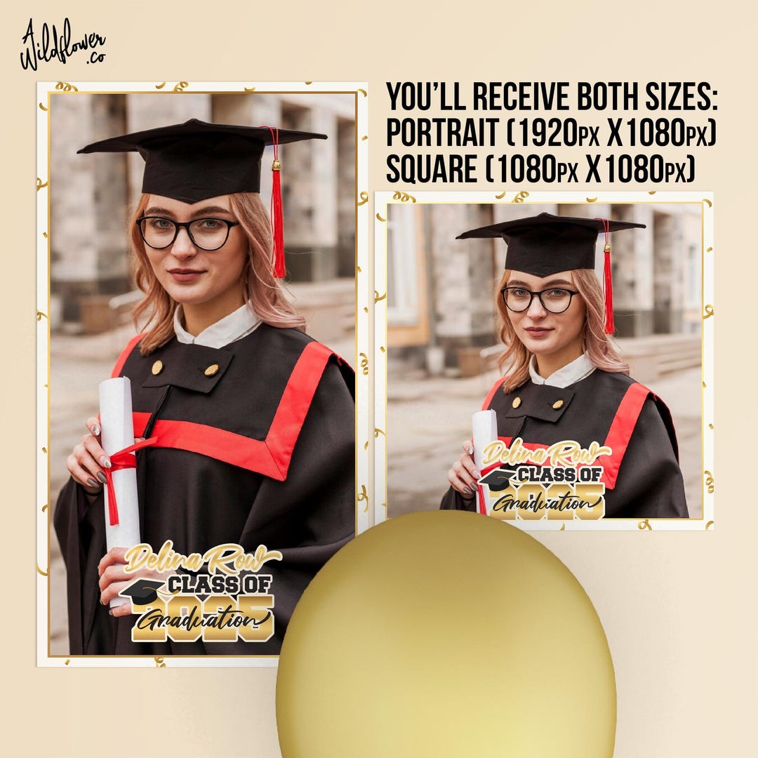 Gold Graduation 360 Photo Booth Overlay, School Grad Party Template ...