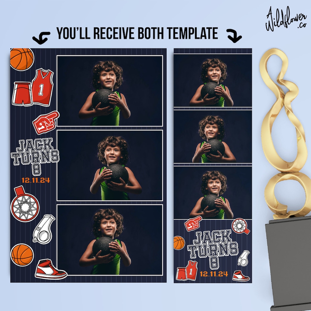 Birthday Basketball Photo Booth Sports Template Kids Game Overlay 4x6 ...