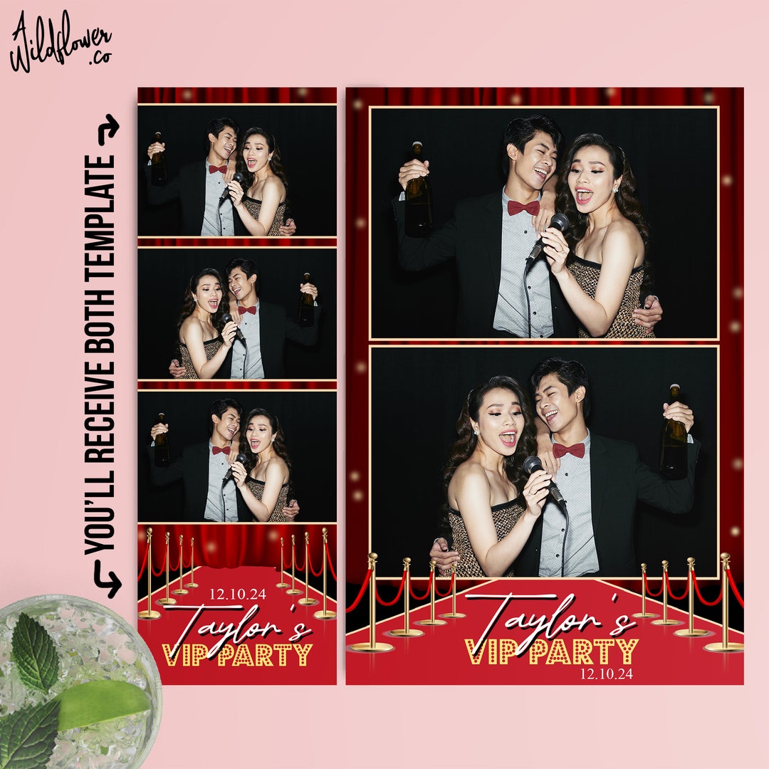 Red Carpet Photo Booth Template Cinema Curtain Frame Movie Theme ...