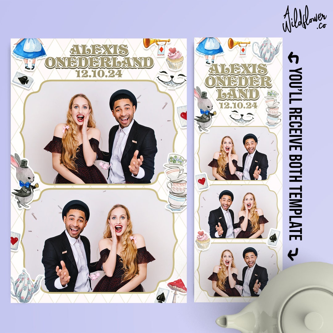 Wonderland Photo Booth Template, Alice Birthday Overlay, Wedding Party ...