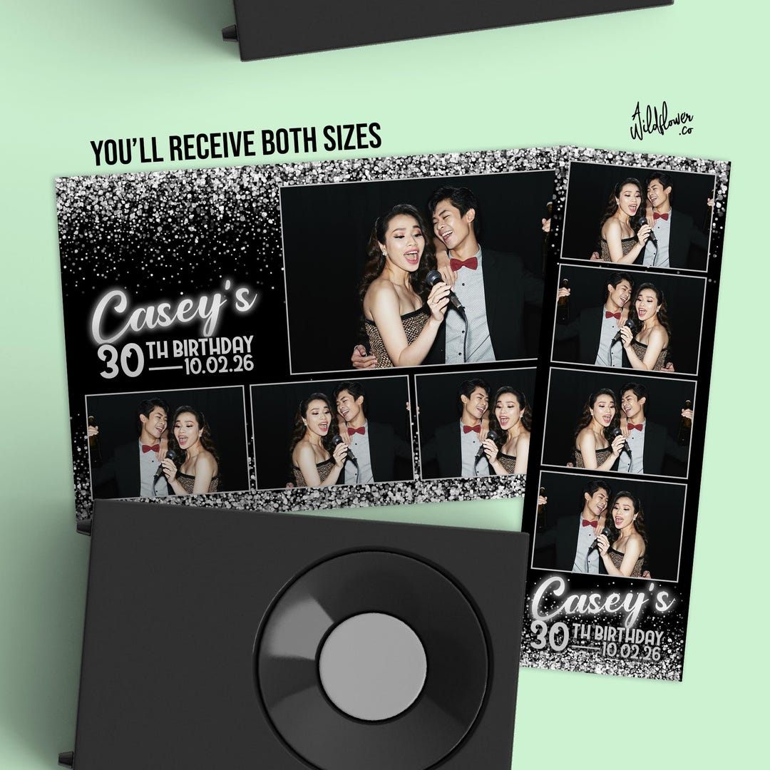 Glitter Photo Booth Template for Wedding, Birthday, Quinceañera Event ...