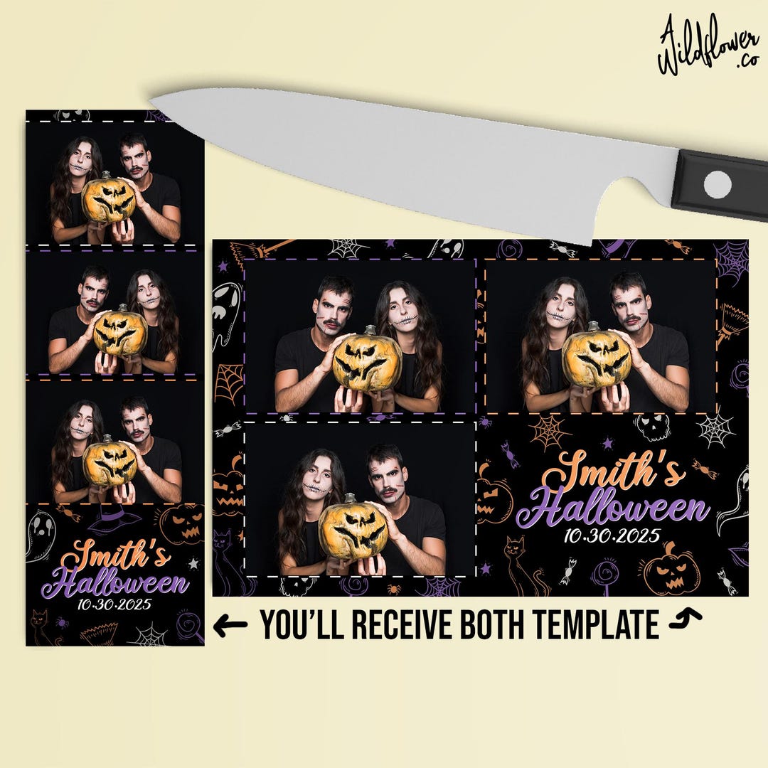 Halloween Party Photo Booth Template Pumpkin Frame Haunted Scary Trick ...