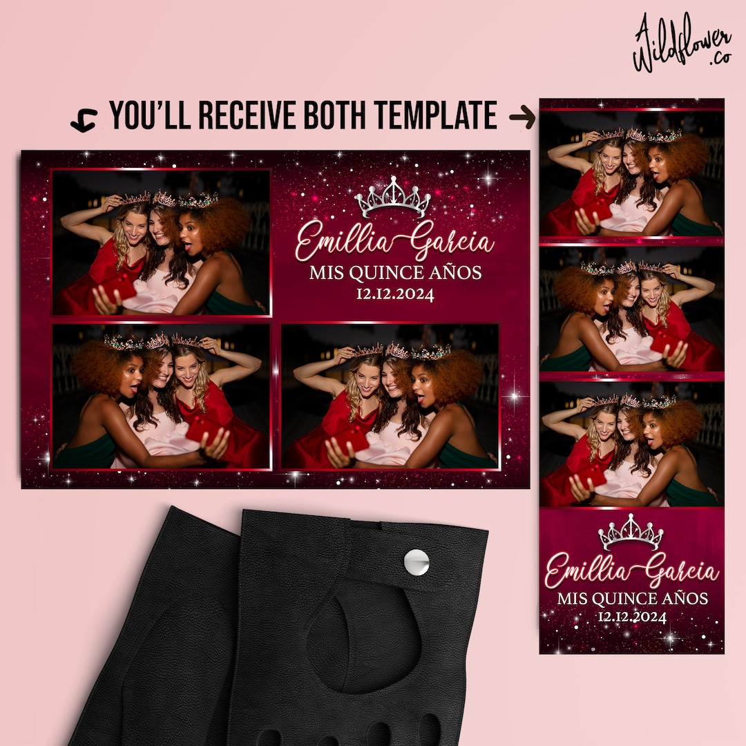 Glitter Red Black Photo Booth Template, Wedding and Birthday Party ...