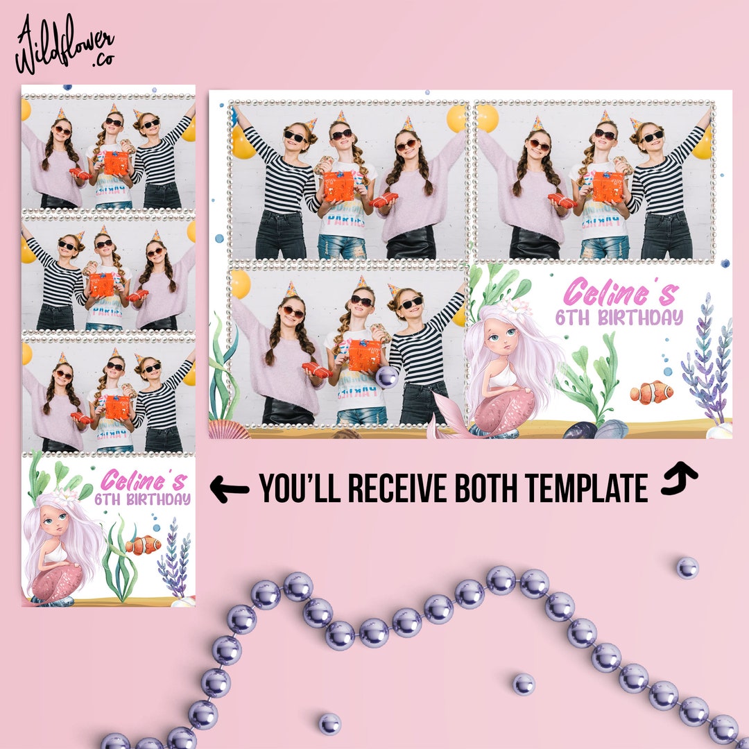 Mermaid Birthday Photo Booth Template, Ariel Fish Sea Frame Party ...
