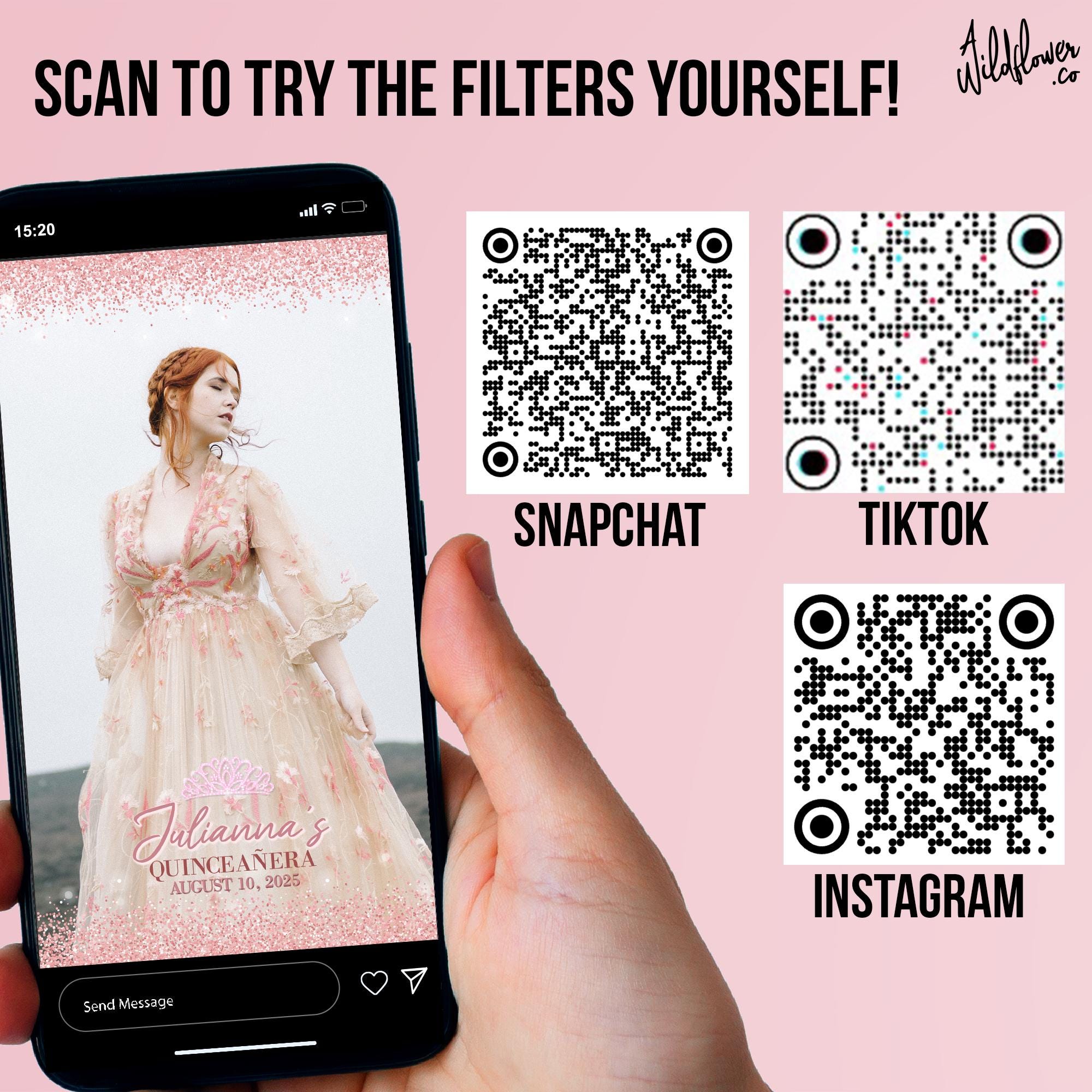 Pink Glitter Filter, Quinceañera Snapchat Lenses, Tiktok Effects, for ...