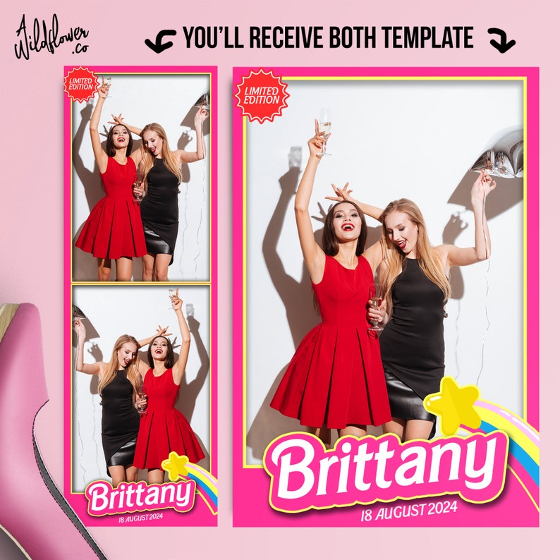 Doll Box Photo Booth Beach Pink Barb Movie Star Template Frame Theme ...