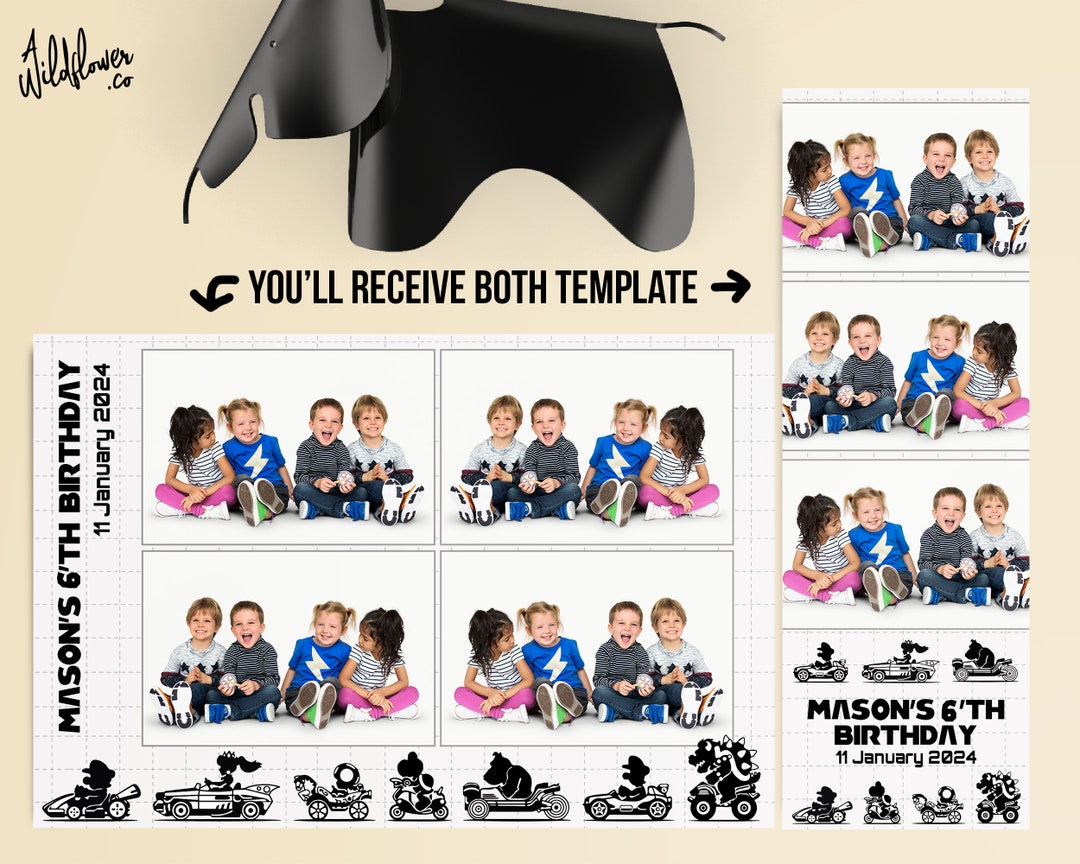 Mario Kart Photo Booth Kids Birthday Silhouette Super Bros - Etsy
