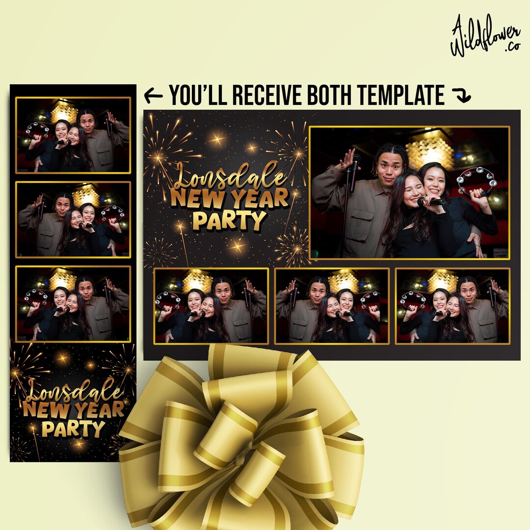 Fireworks Photo Booth Template, New Year Birthday Overlay, Wedding ...