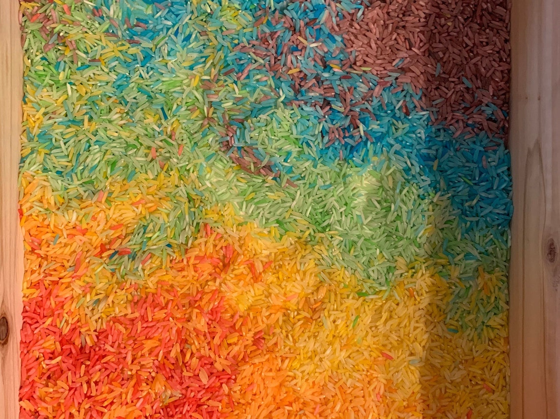 Rainbow Coloured Rice Sensory Bin Filler | Etsy