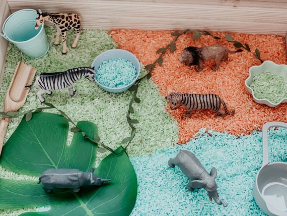 TODDLER SAFE Feed the Zoo Animals Sensory Bin 2 Options | Etsy