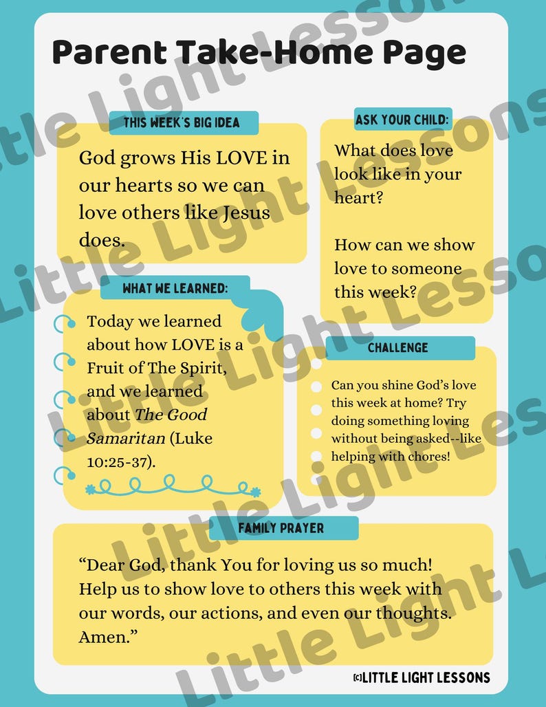 Fruit of the Spirit: LOVE — Bible Lesson Packet for Kids - Etsy