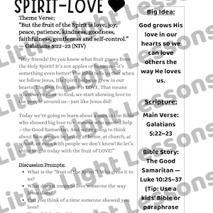 Fruit of the Spirit: LOVE — Bible Lesson Packet for Kids - Etsy