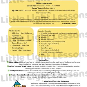 Fruit of the Spirit: KINDNESS — Bible Lesson Packet for Kids - Etsy