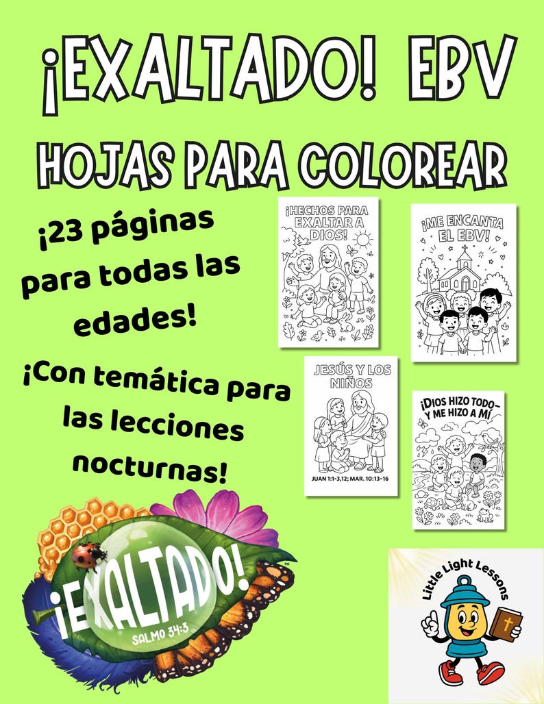SPANISH Exaltado! EBV Coloring Pages | 23 Pages for All Ages, Themed ...