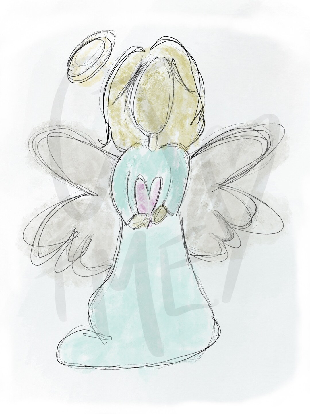 Angel Sketch Digital Download PNG, JPG, PDF - Etsy
