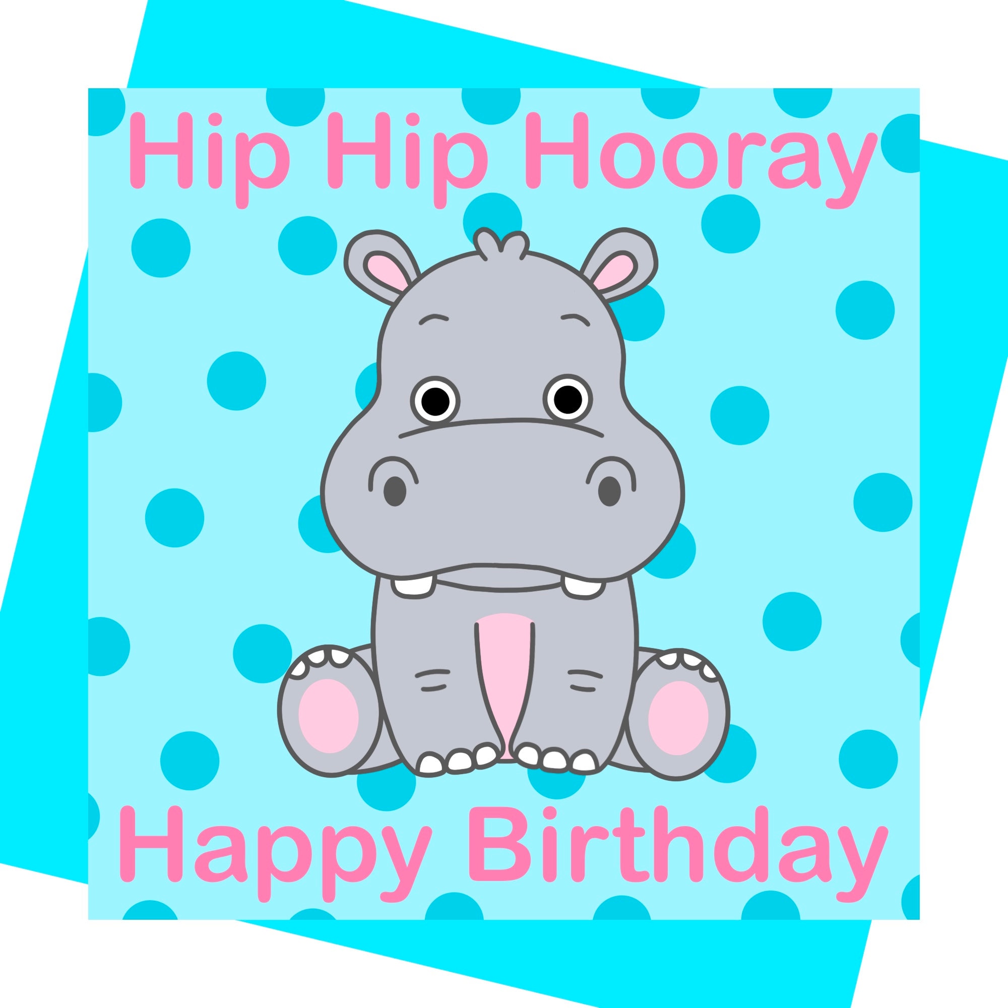 Hippo Birthday Card Birthday Card Greeting Card Hippo Card Birthday ...
