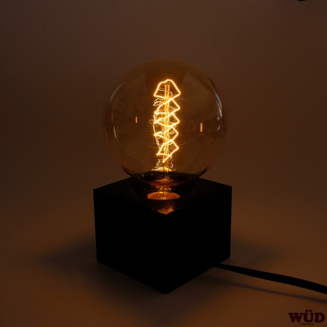 Nightstand wood lamp base Wood lamp body Black lamp base | Etsy