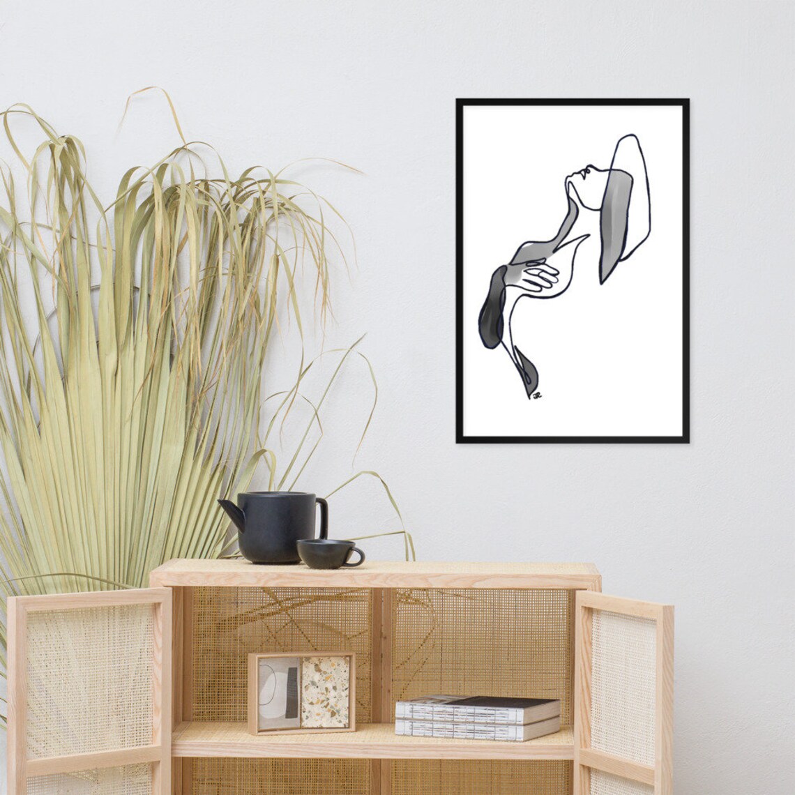 Printable Black and White Shaded One Line Art Print Female - Etsy