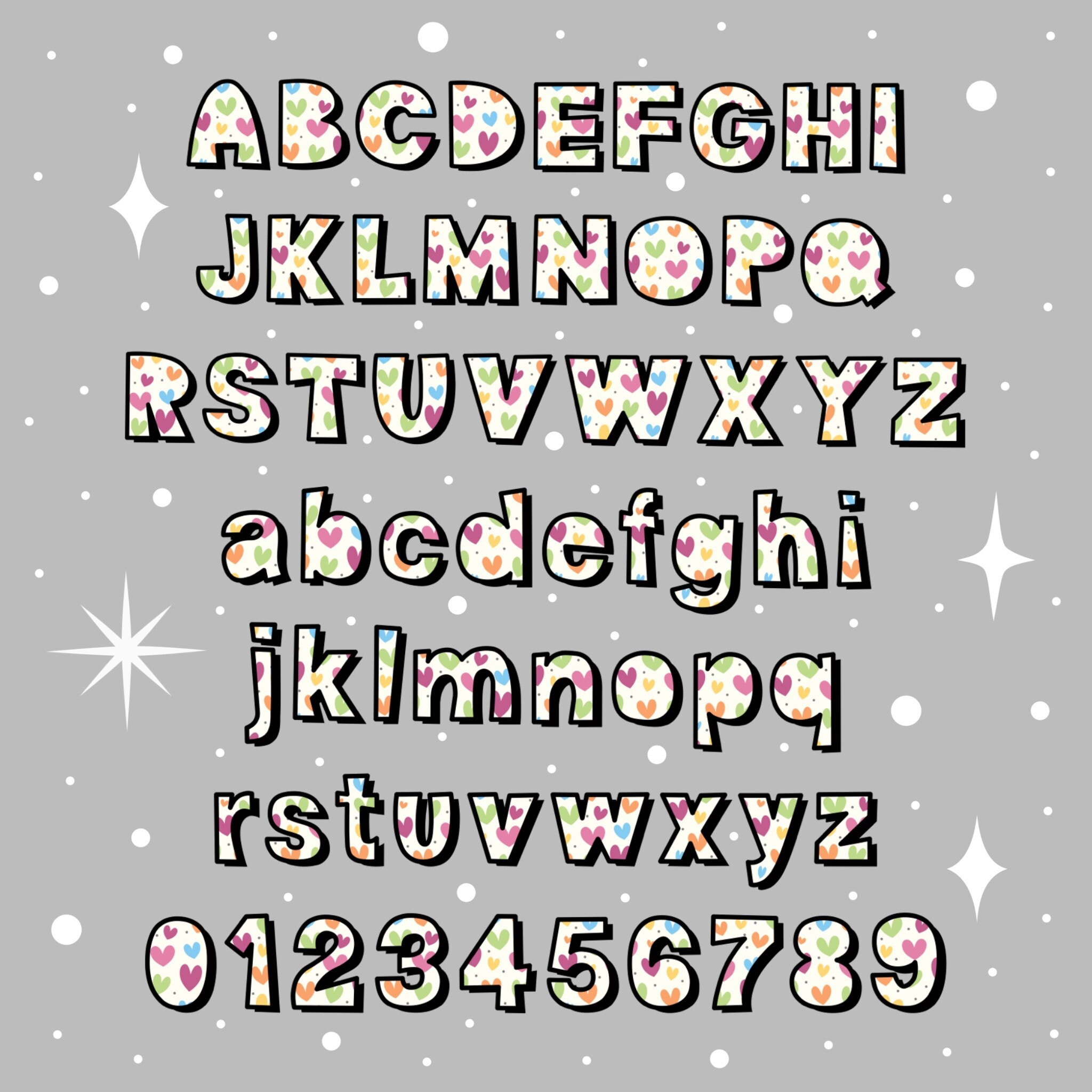 Colorful Heart OTF PNG Svg Color Font OTF Installable Font Download Add ...