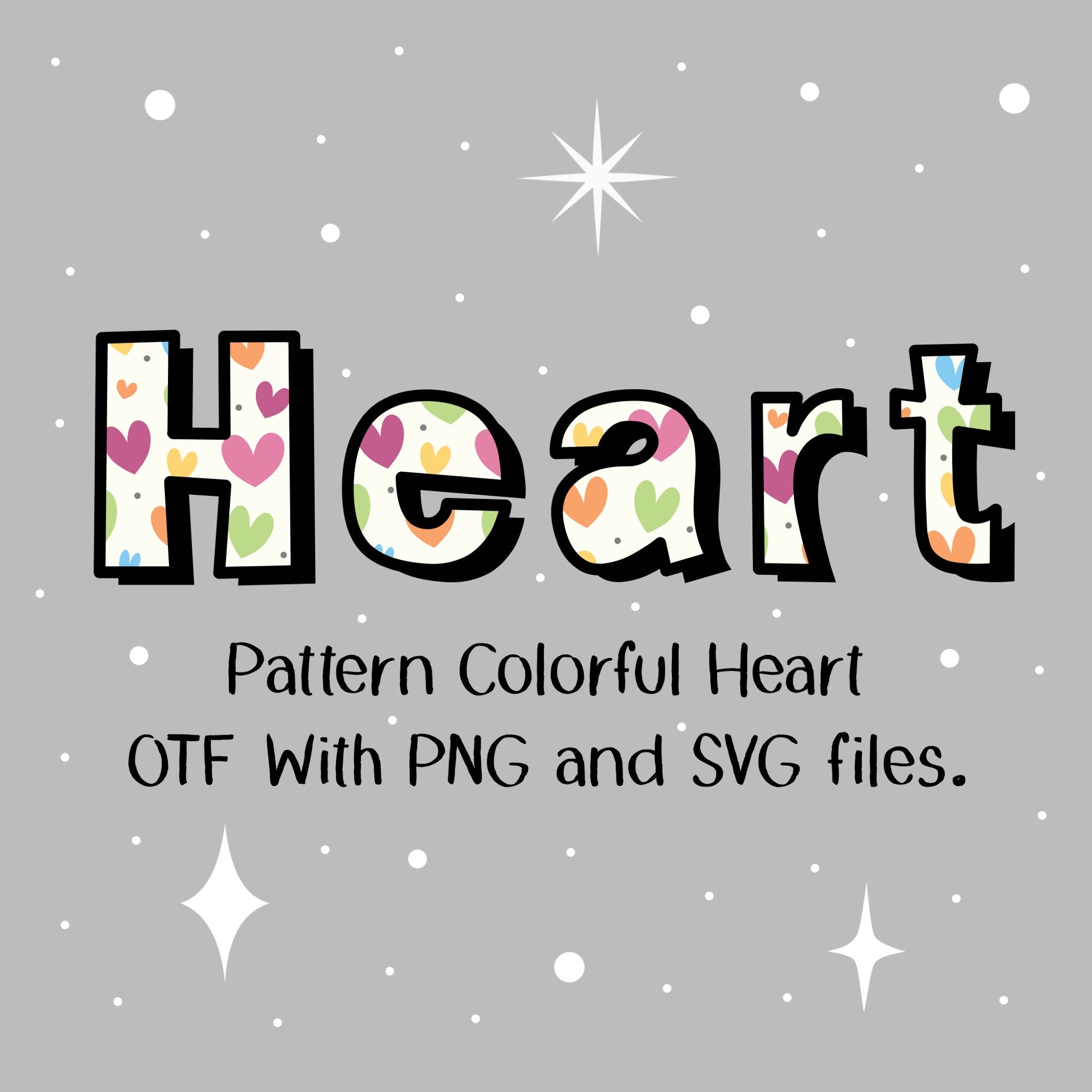 Colorful Heart OTF PNG Svg Color Font OTF Installable Font Download Add ...