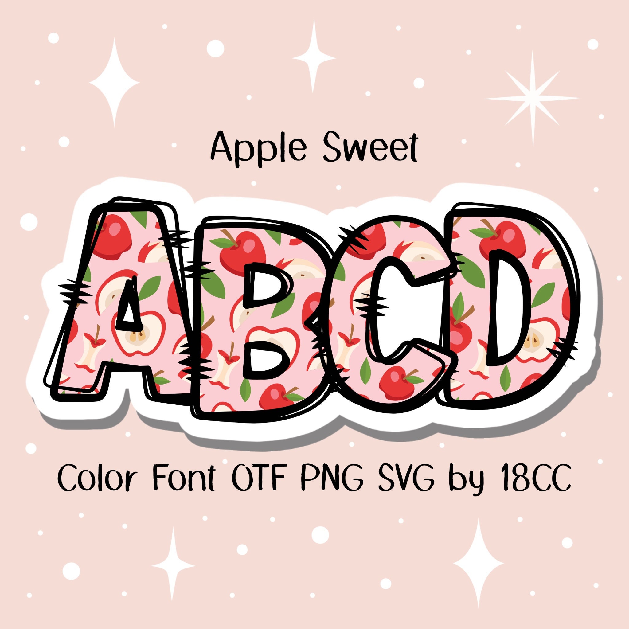 Apple Sweet OTF PNG Svg Color Font OTF Installable Font Download Add ...