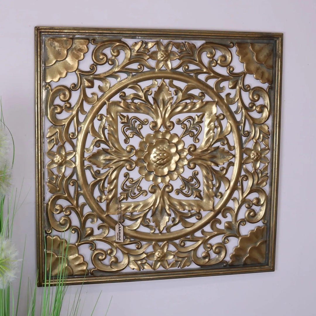 Talwara Square Filigree Gold Wall Art Metal - Etsy
