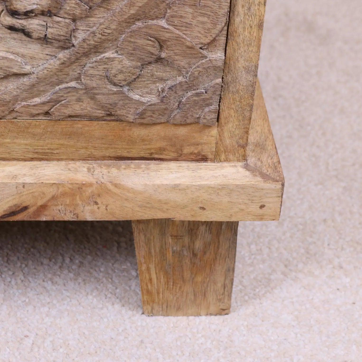 Ladha Mango Wood Carved Bedside Cabinet - Etsy