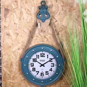 Nautical Wall Clock With Rope and Pulley - Etsy