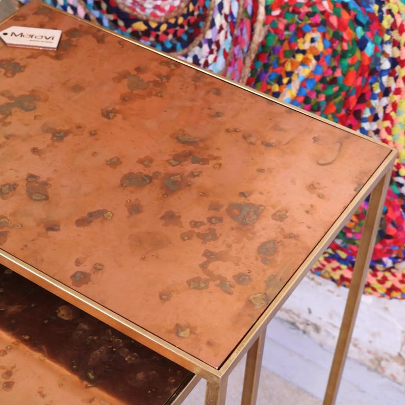 Itawa Tall Nest of Tables Gold Frame and Copper - Etsy UK