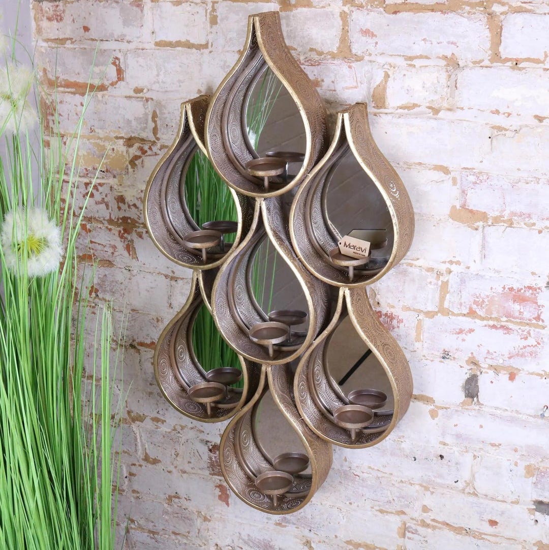 Belluri Raindrop Mirror With Candle Holders - Etsy