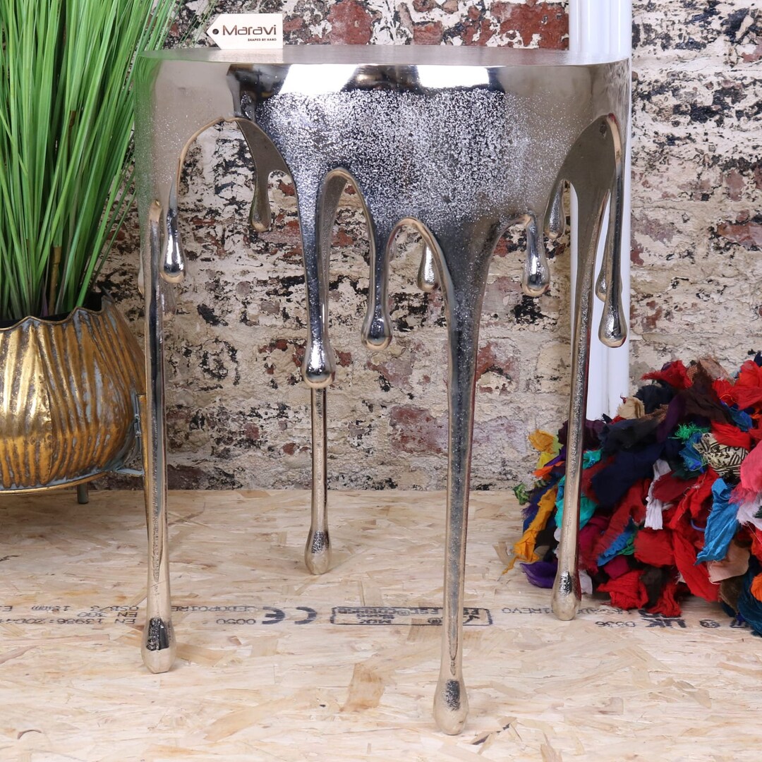 Alipur Fluid Art Metal Drip Side Table - Etsy