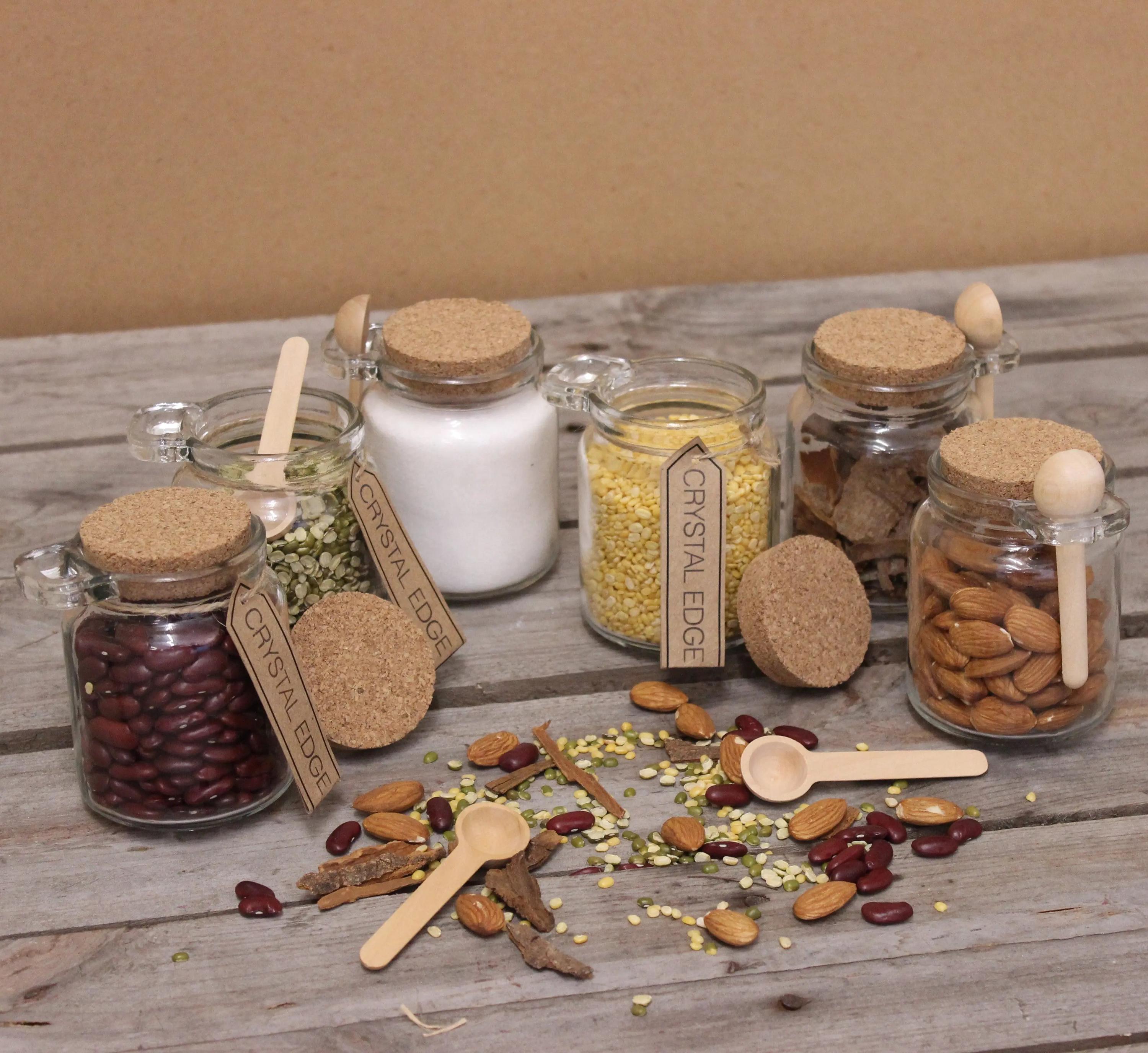 General Store Set of 6 Glass Storage Jars With Lid and Spoon - Etsy