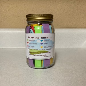 Personalized Scripture Jar, Read Me Jar, Color Coded Bible Verses ...