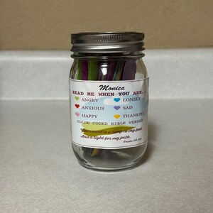 Personalized Scripture Jar, Read Me Jar, Color Coded Bible Verses ...