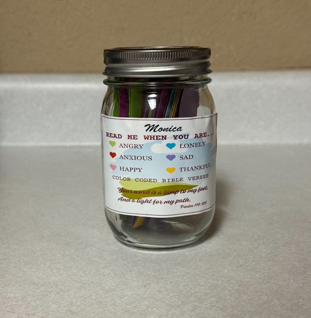 Personalized Scripture Jar, Read Me Jar, Color Coded Bible Verses ...