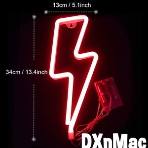 Pink Lightning Bolt Sign Neon LED Light Bedroom Wall - Etsy