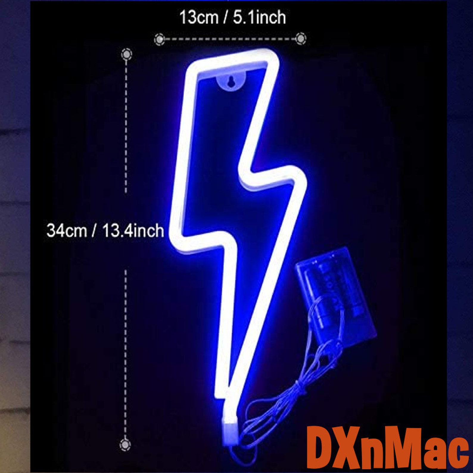 Blue Lightning Bolt Sign Neon LED Light Bedroom Wall - Etsy