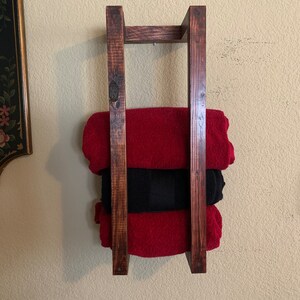 Rustic Wooden Floating Towel Rack, Wooden Bathroom Decor, Bathroom ...