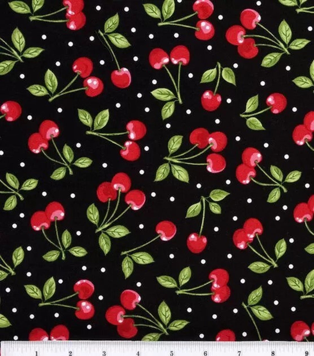 Cherry Fabric, Fabric by the Yard, Cotton Fabric, Sewing, Knitting ...