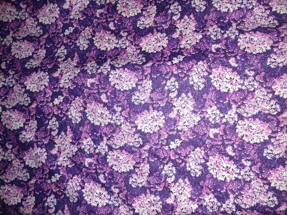 Purple Flower Fabric Floral Fabric Purple Fabric Sewing | Etsy