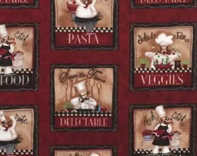 Chef Fabric, Red Fabric, Fabric by the Yard, Cotton Fabric, Sewing ...