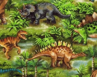 Dinosaur Fabric Trex and Cherry Bird by Mulberry Tree - Etsy