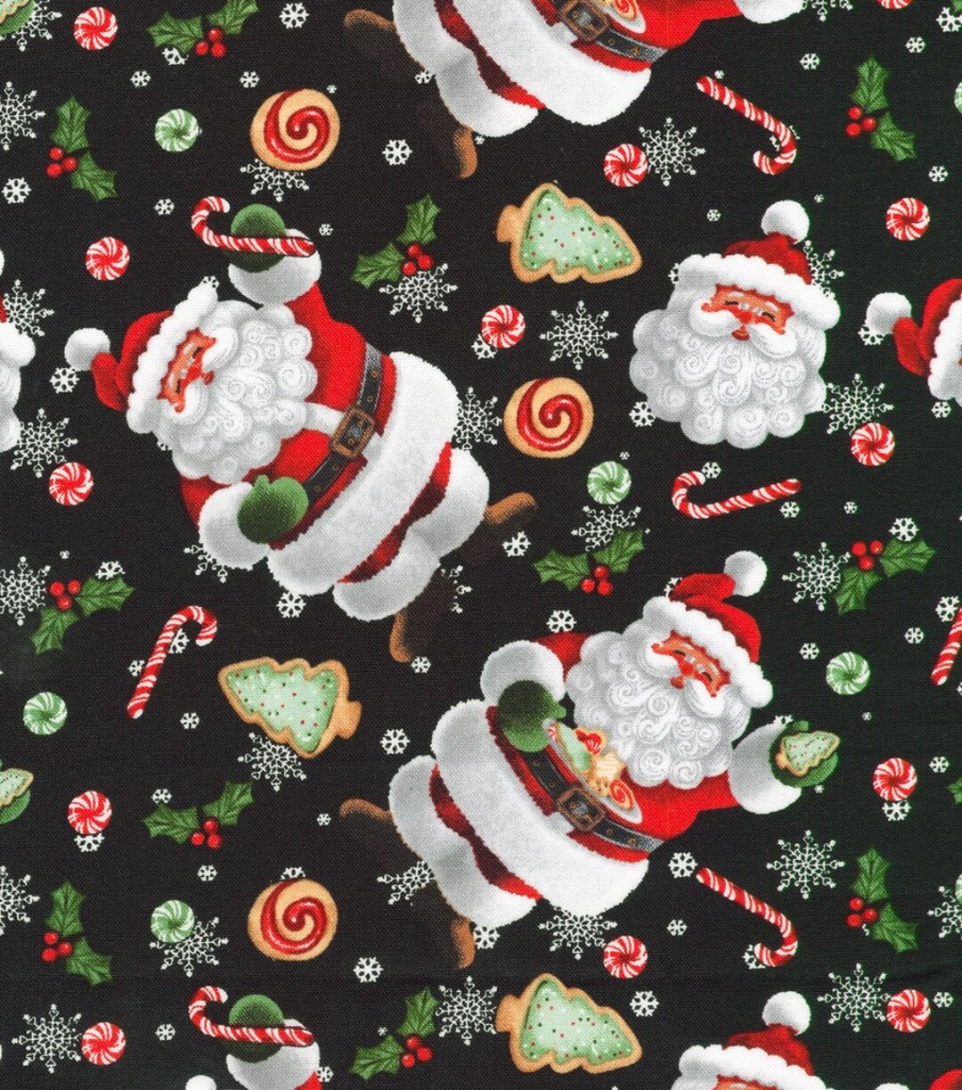 Santa Fabric,cookie Fabric,santa,cotton Fabric,glitter Fabric,cotton ...