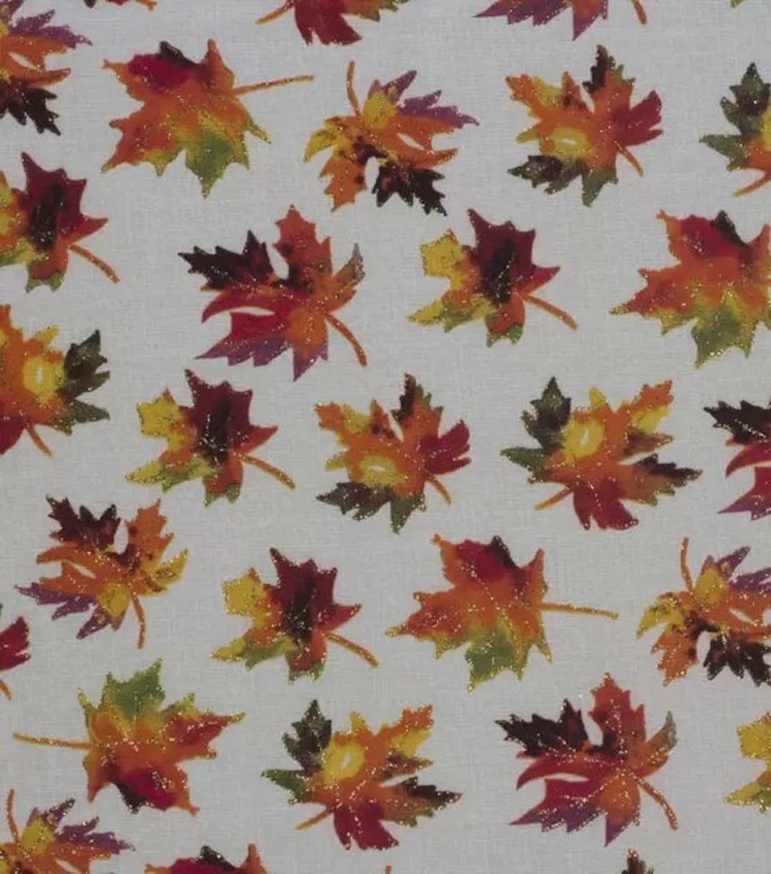 Autumn Leaves Fabric, Leaves Fabric, Glitter Fabric, Cotton Cotton ...