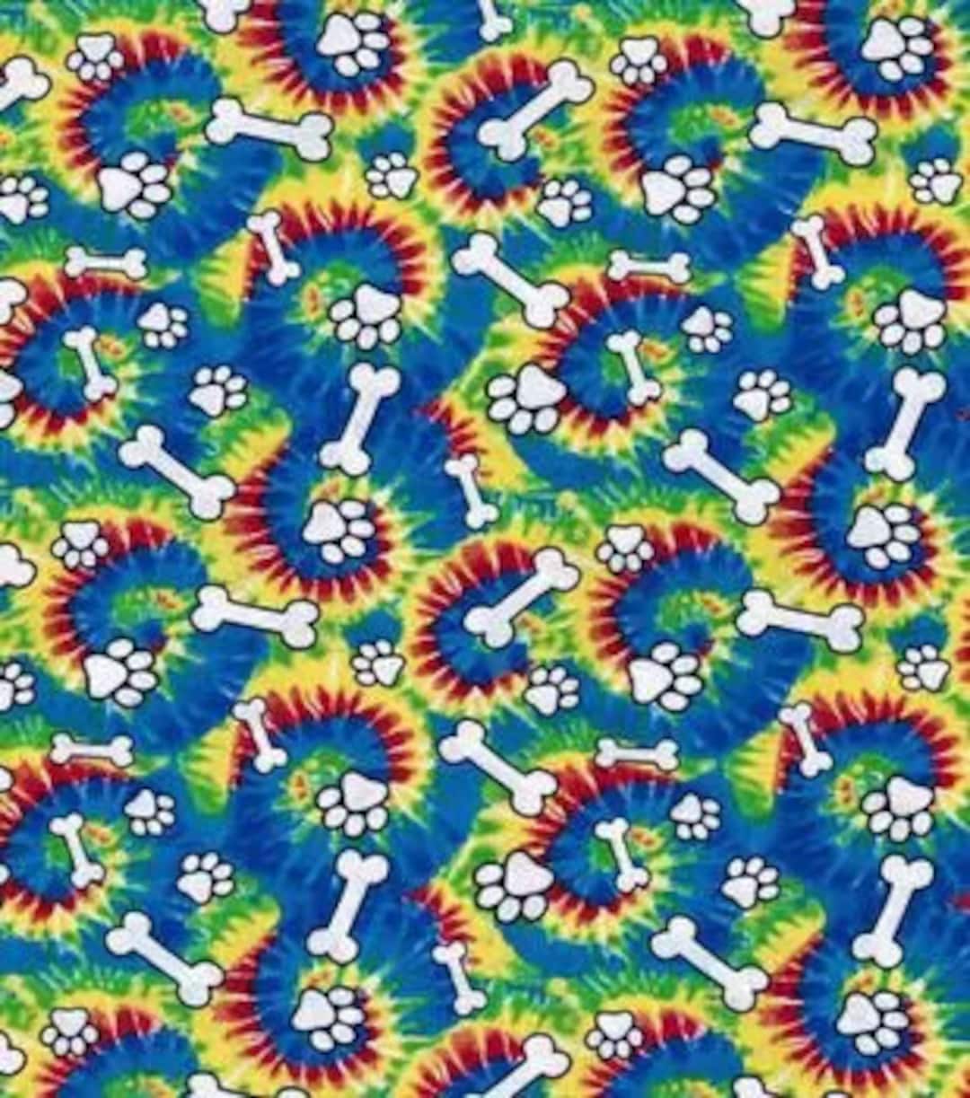 Tie Dye Fabric, Fabric, Tie Dye, Dog Fabric, Bones, Bones Fabric, Multi ...