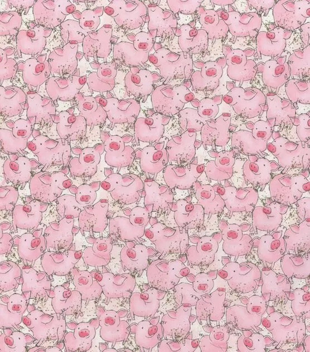 Animal Fabric, Cotton Fabric, Pigs Fabric, Pink Fabric, Fabric, - Etsy