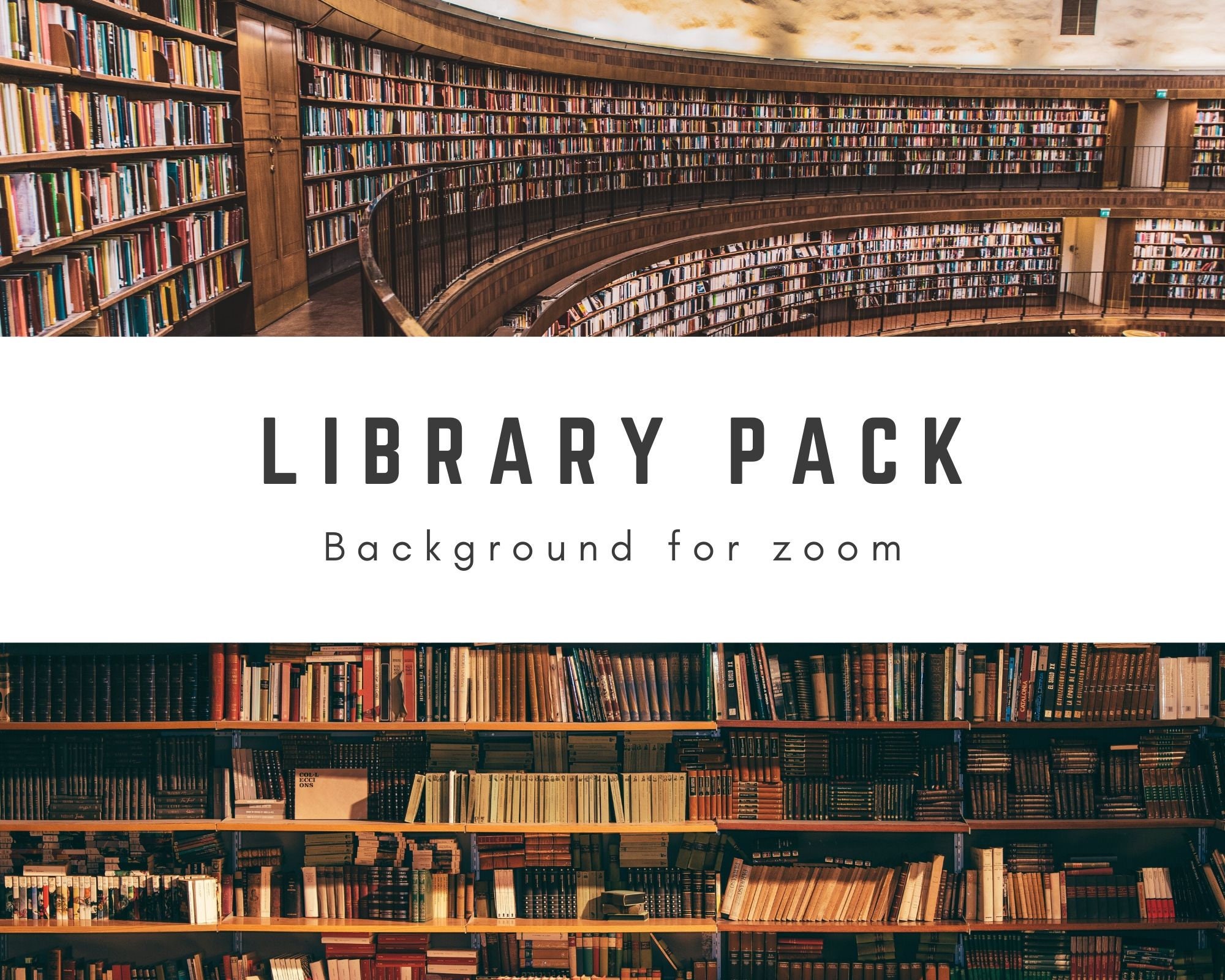 SALE Library Zoom Background Pack Digital Background, Library ...