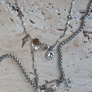 Silver Carabiner Necklace With Swarovski Crystals, Choker Necklace Set ...